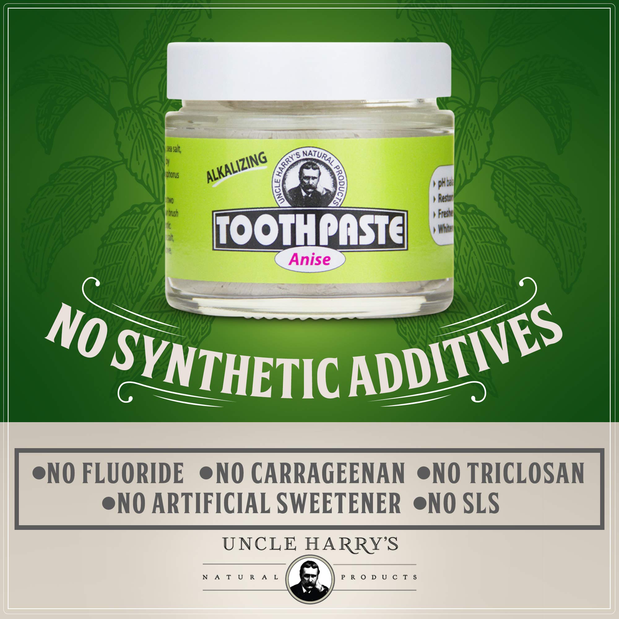 Uncle Harry's Anise Remineralizing Toothpaste | Natural Whitening Toothpaste Freshens Breath & Promotes Enamel | Vegan Fluoride Free Toothpaste (2 Pack)