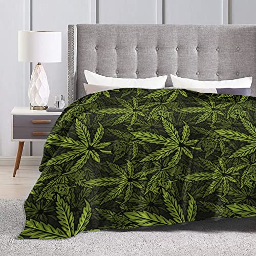 DICITNET Green Leaves of Weed Blanket Throw Blanket Lightweight Microfiber Blankets for Bed Couch Sofa Blanket Quilt 80"X60"