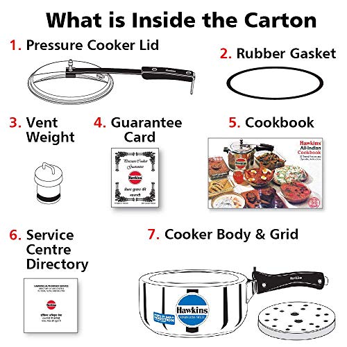 HAWKINS Hawkins Stainless Steel Induction Compatible Pressure Cooker,3 Litre,Silver (HSS3W) Wide,Medium