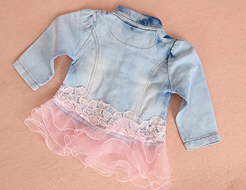 Yao Baby Girls Denim Clothing Sets 3 Pieces Sets T Shirt Denim Jacket and Jeans
