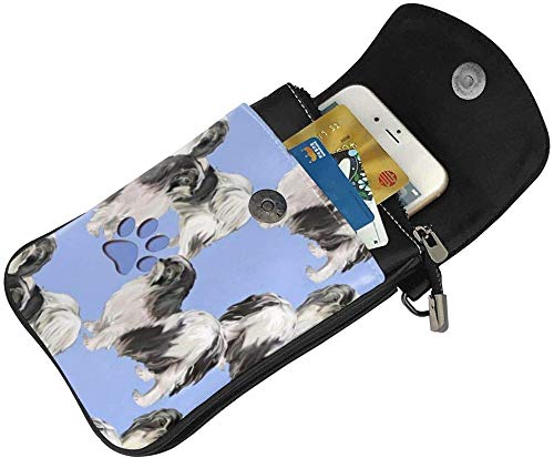 Japanese Chins Pet Dog Women Soft PU Leather Cellphone Purse Wallet Handbag Small Crossbody Shoulder Bag