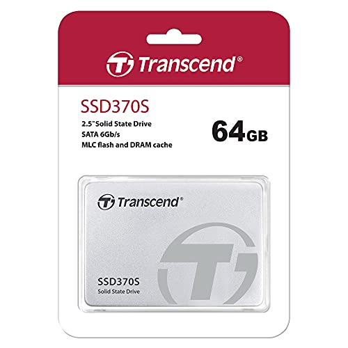 Transcend 64GB SSD370S 2.5" SATA3 SSD, Solid State Drive, Guaranteed Endurance and Reliability, Dram Cache, MLC - TS64GSSD370S