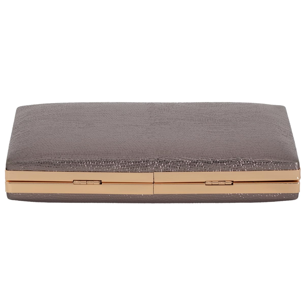 JNB Women's Metallic Material Hard Case Evening Party Clutch,Gold