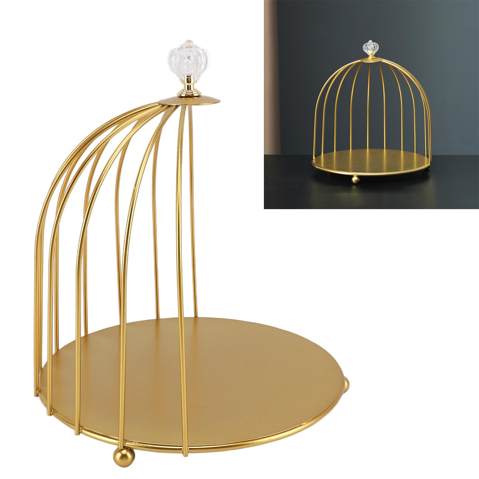 Dpofirs Bathroom Organizer Countertop, 2 Tier Iron Cosmetic Display Case for Bathroom Vanity Countertop, Vanity Tray Gold Birdcage Makup Organizer, Makeup Tray Cosmetic Rack Jewelry