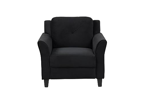 Harper & Bright Designs 2-Pieces Living Room Sofa Set with 3-Seat Couch, Single Sofa Chair, Modern Polyester Upholstered Sofa for Living Room, Office, Antique Black