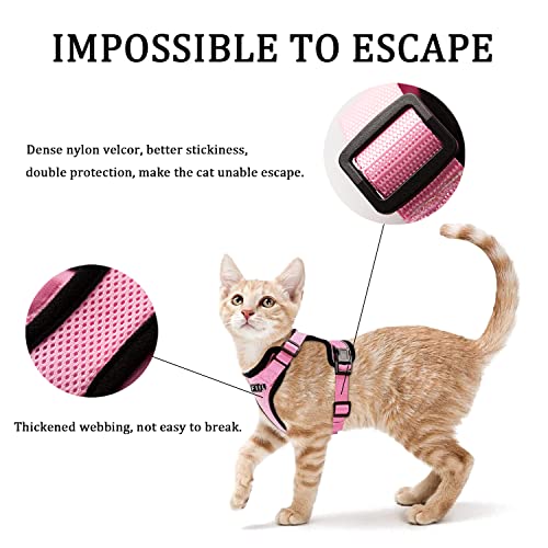 FIIL Cat Harness and Leash for Walking, Escape Proof Soft Adjustable Vest Harnesses for Cats, Adjustable Dog Harness - Reflective and Soft(Pink). (XS, Pink)