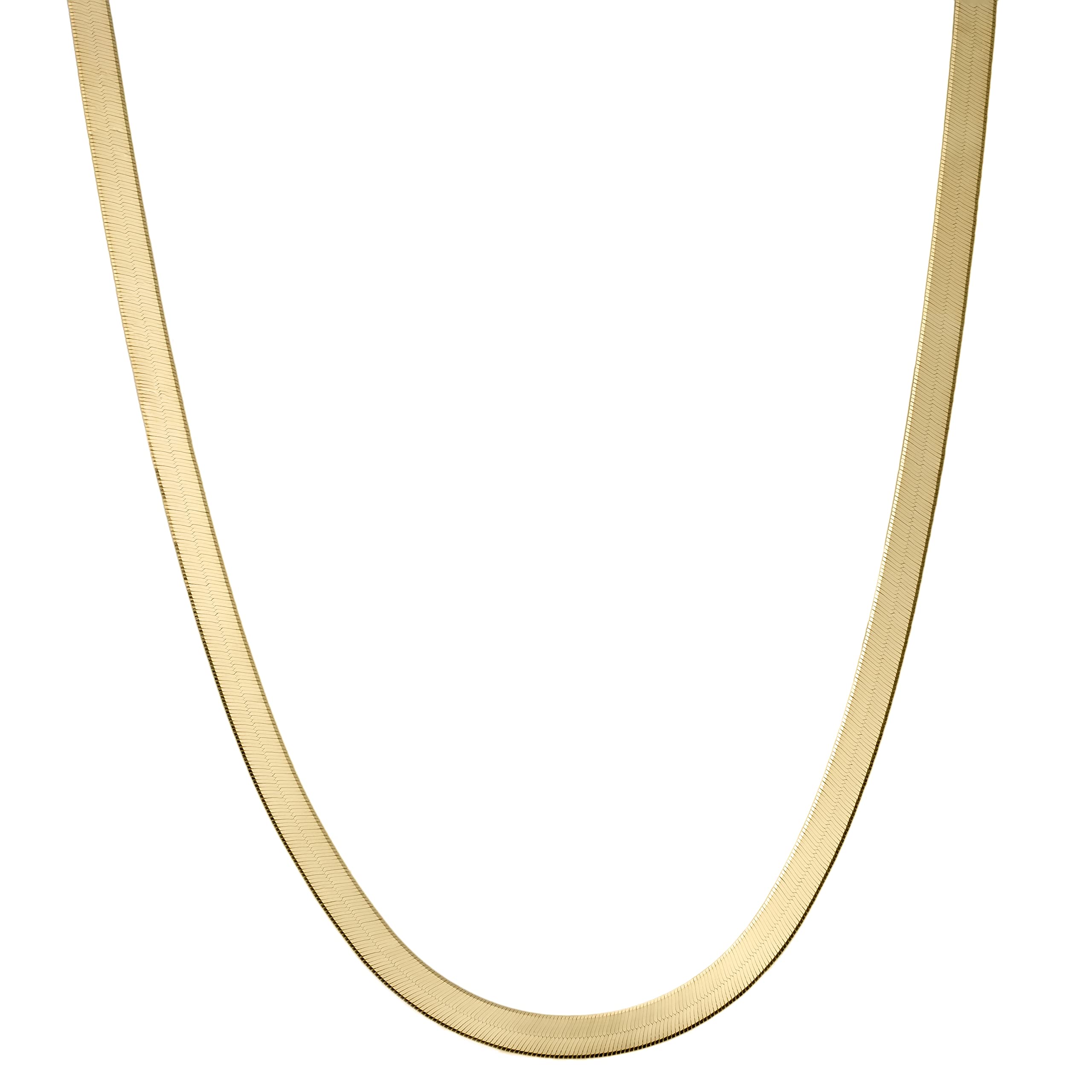 BAYAM 6mm High Polished Herringbone Necklace Chain 10K Solid Yellow Gold Jewelry