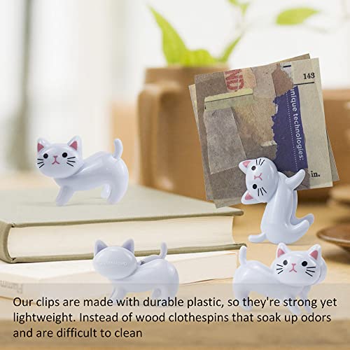 Ctpeng Cute Bag Clips,Food Bag Clips for Airtight Seal for Food Storage for Bread Bags, Snack Bags (White,Cat)
