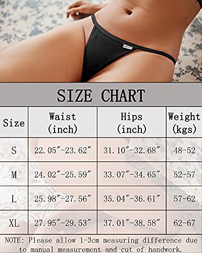 FINETOO 10 Pack G-String Thongs for Women Cotton Panties Stretch T-back Tangas Low Rise Hipster Underwear Sexy S-XL (10 pack thongs, Small)