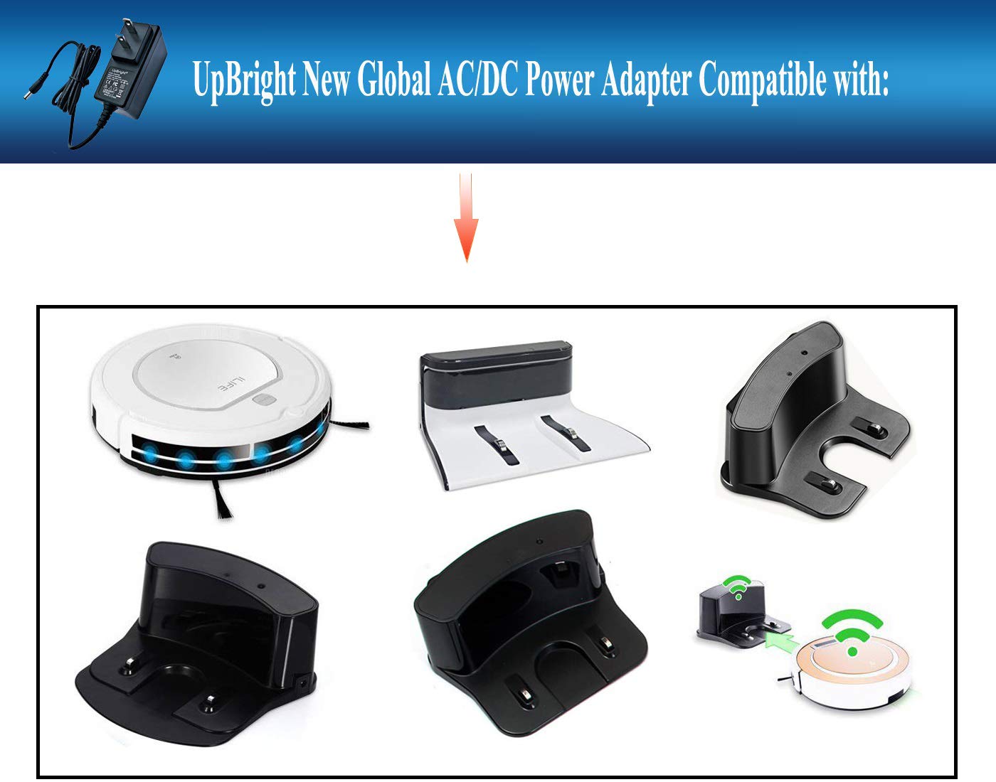 UpBright 19V AC/DC Adapter Compatible with Chuwi ILIFE V1 V3 V3s V5 V5S Pro A4 A4s A6 X5 V50 V55 X800 V4 V80 A7 A8 A9 A9s Robot Vacuum Cleaner GSCU0600S019V12E 19VDC 600mA Power Supply Battery Charger
