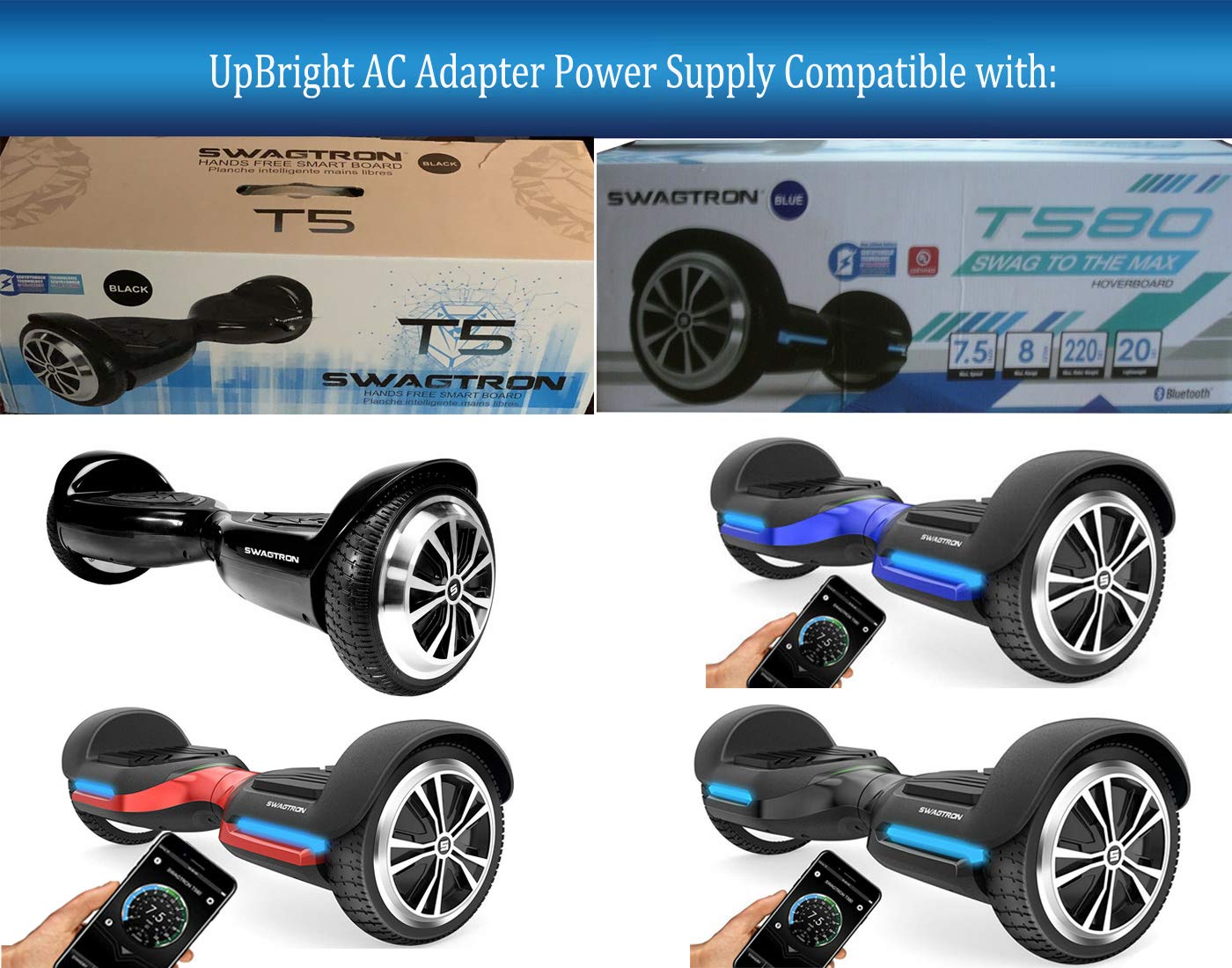 UpBright 29.4V AC/DC Adapter Compatible with Swagtron Swagboard T5 U Vibe T580 Hoverboard Smart Board 24V Electric Scooter Flypower PS65D294Y2000S FY-2942000 ABT ABT005297CUS 29.4Vdc Battery Charger