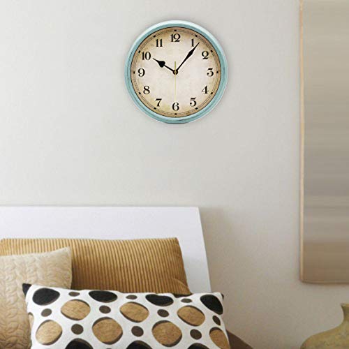 Filly Wink Wall Clock,11 inch Retro Wall Clocks Battery Operated,Silent Non Ticking Classic Quartz Clocks,Decorative Home Living Room Bedroom Office School(Teal)