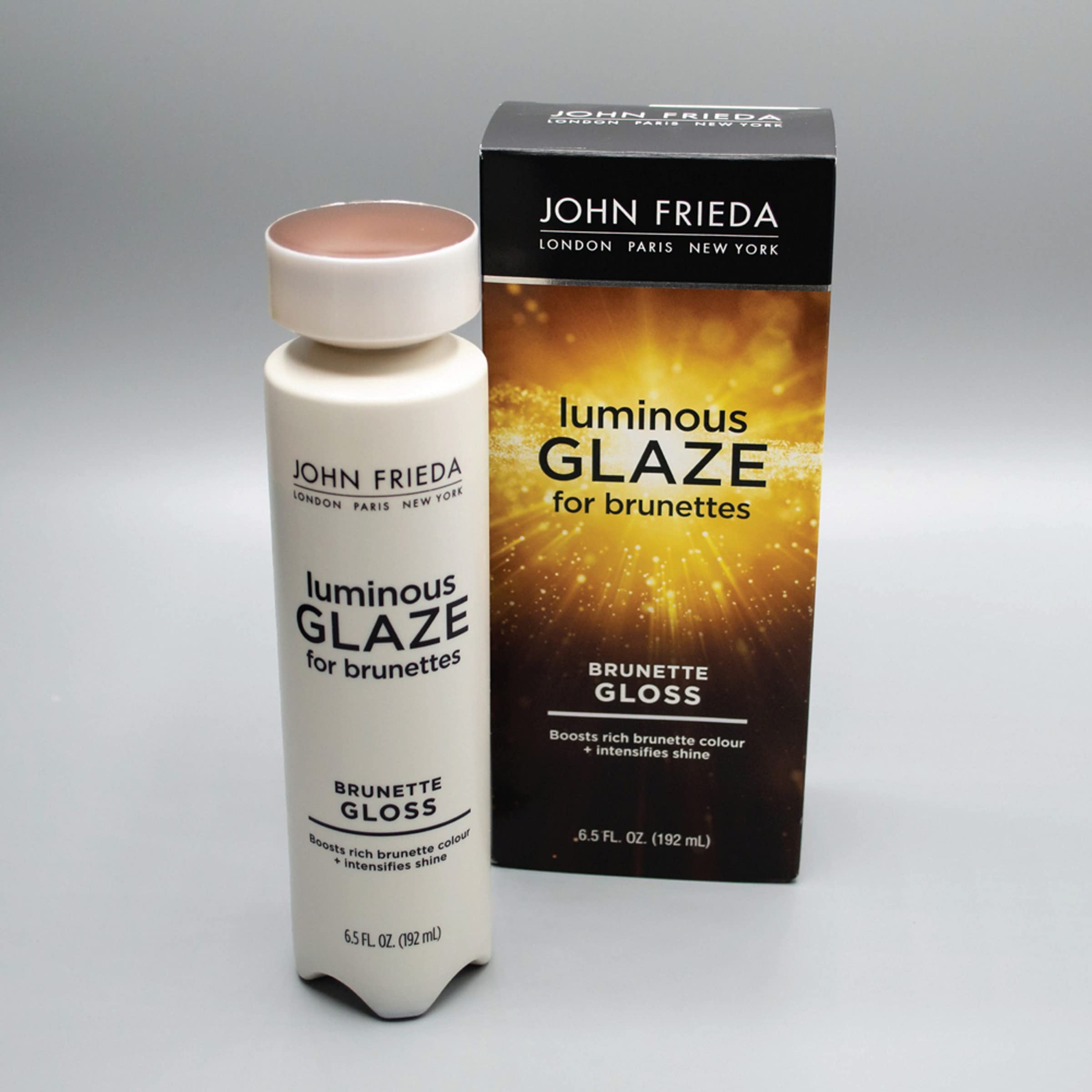 John Frieda Brilliant Brunette Luminous Glaze, Hair Gloss Enhances Rich Color and Boosts Shine for Silky Brunette Hair, Enhances While Mending Damaged Hair Surfaces, 6.5 Oz