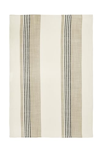 Creative Co-Op Tan & Grey Striped Cotton Tea Towels (Set of 3 Pieces)
