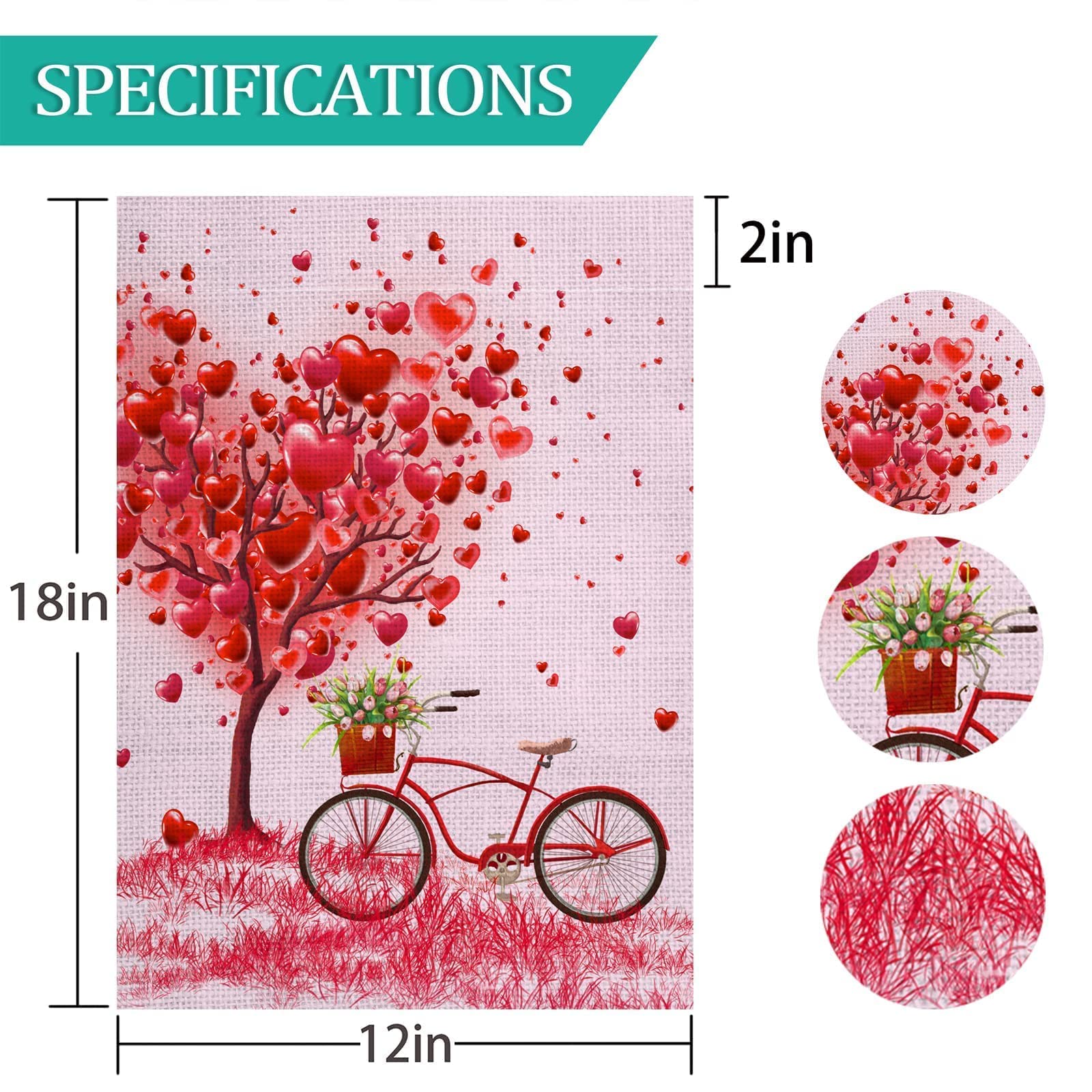 Valentine's Day Garden Flag,12 x 18 Inch Love Flag Valentines Heart Garden Flag Double Side Valentine's Day Decoration(12x18/28x40)