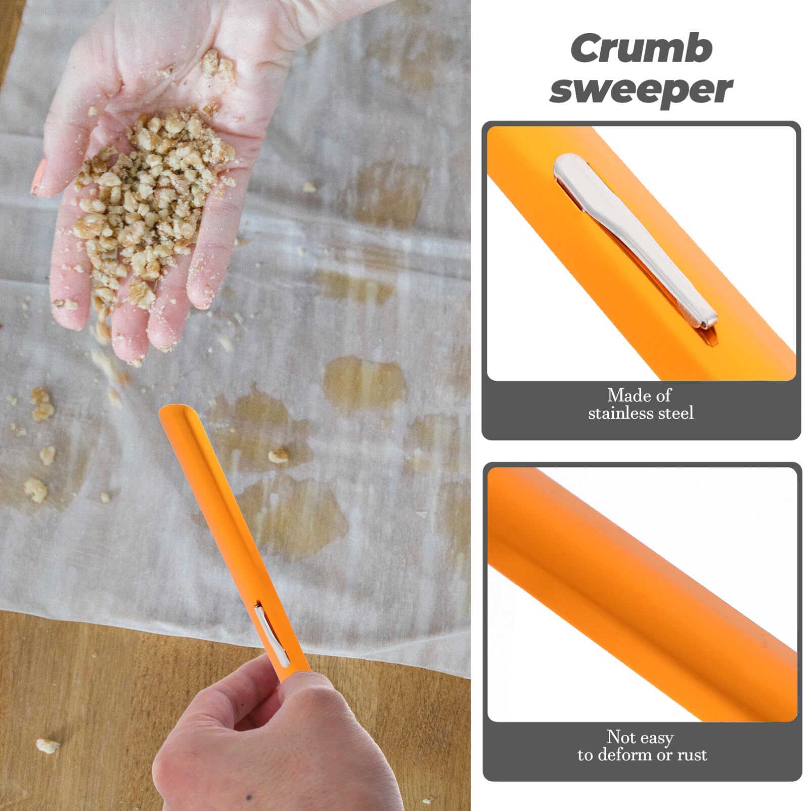 Ciieeo Restaurant Crumb Sweepers for Servers - 2pcs Stainless Steel Crumb Scraper Table Crumb Sweepers Bread Crumber Cleaner for Tablecloths in Restaurants and Home