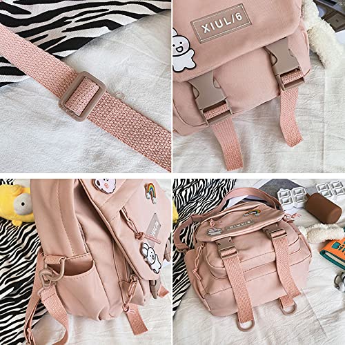 Eagerrich Cute Mini Backpack with Cute Pin Accessories Plush Pendant Kawaii Mini Backpack Aesthetic Mini Backpack for School(White)