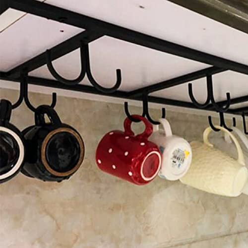 Drstarful Under Cabinet Hooks for Mugs, 16 in 1 Large Coffee Bar Mug Rack, Under Shelf Durable Metal Mug Hanger Holder for Coffee Cup Display, Hanging & Drying, Easy to Mount, Screws Included