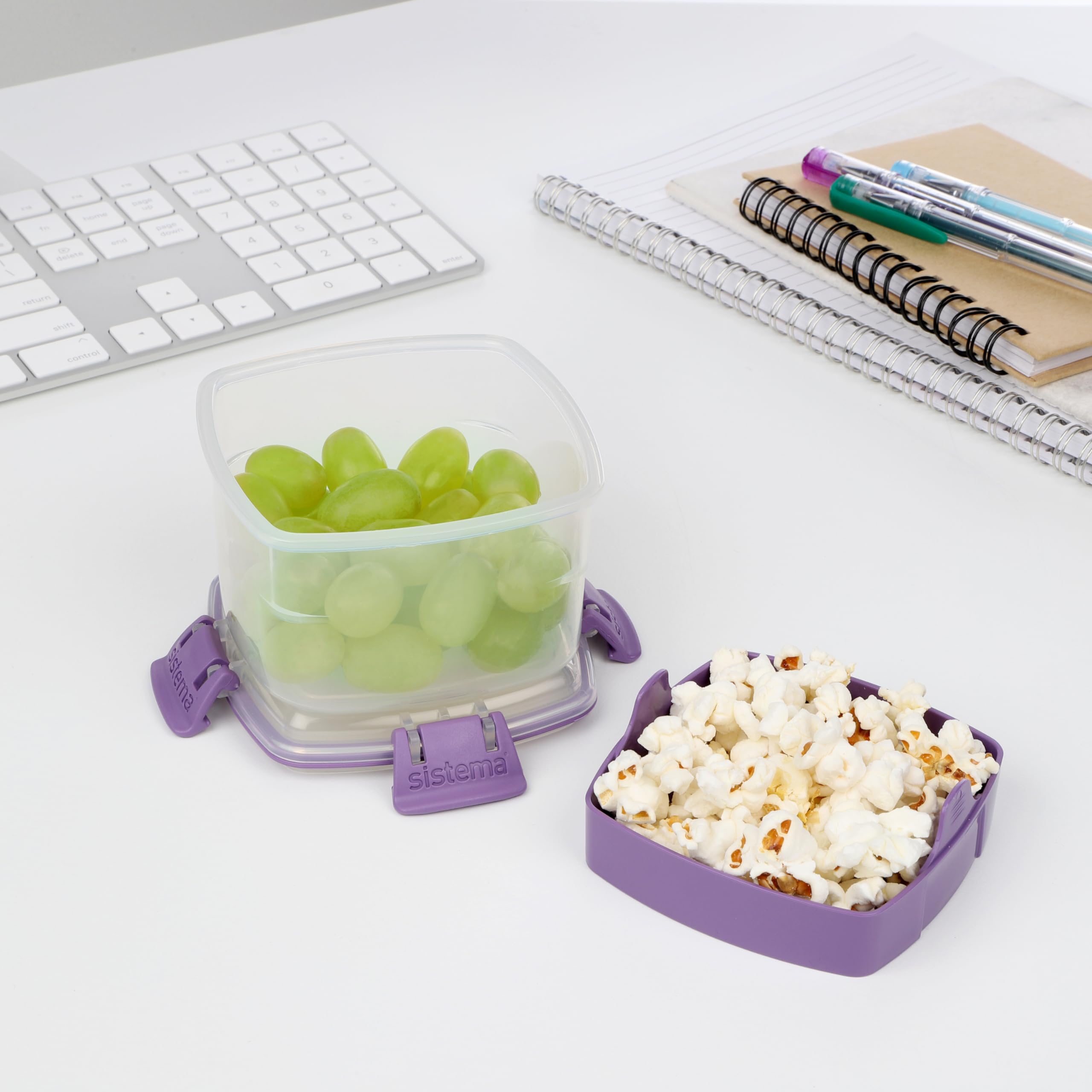 Sistema To Go Collection, 13.5 oz./0.4 L, Portable Snack Container with Separate Compartments, Flexible Seal & Easy-Lock Clips, BPA & Phthalate Free, Color May Vary