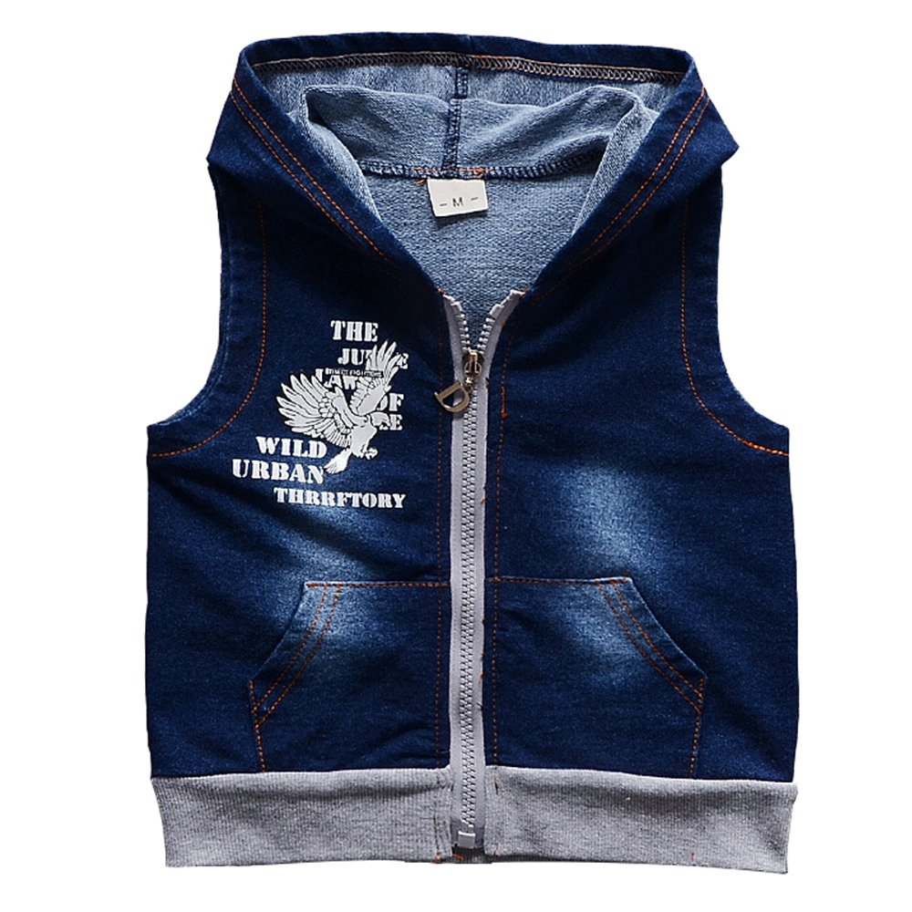 Yao 9M-5T Spring Autumn Baby Boys 3pcs Clothing Set Cotton Shirt Jeans Denim Vest(1-2Years,Green)