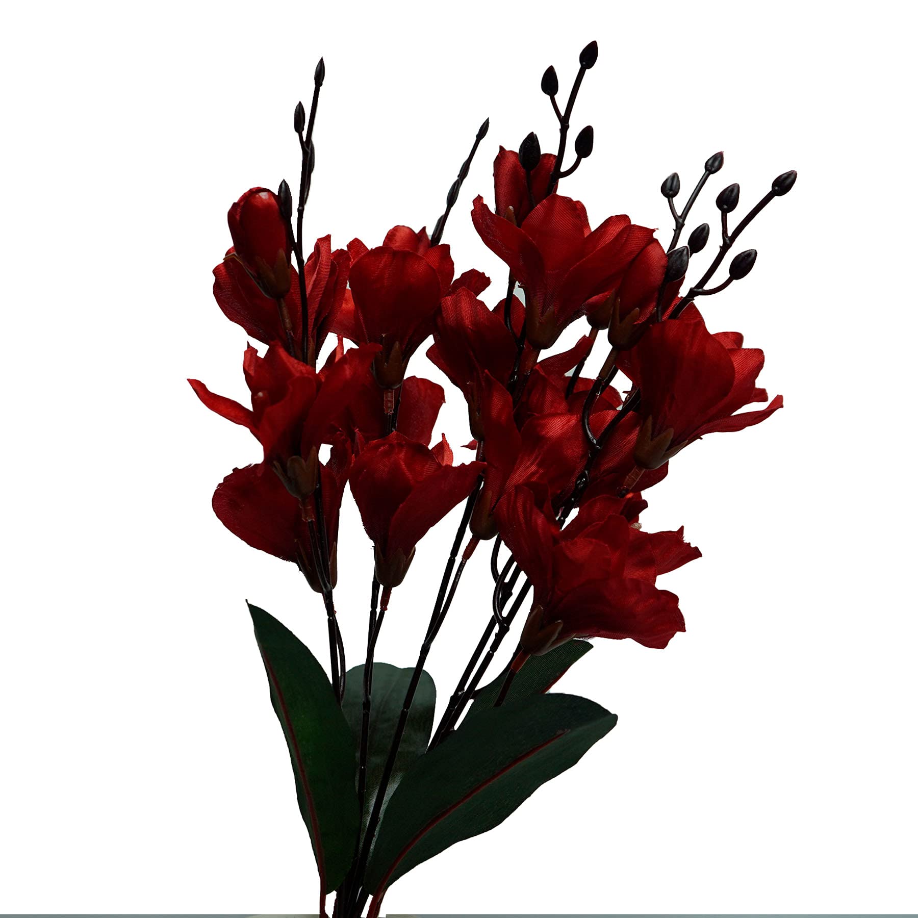 FIVETREES Artificial Magnolia Flower 2pcs Bridal Wedding Bouquet Cloth Plastic Fake Wedding Flower Bouquet for Wedding Party Home Office Garden Bridal Hydrangea Decor Anniversary Pool Party (Red)