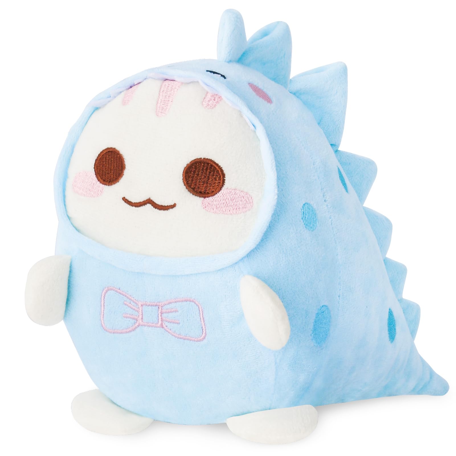 Cute Cat Dinosaur Plush Pillow 8" Kitten Dinosaur Stuffed Animal, Soft Kawaii Cat Plushie with Dinosaur Outfit Costume for Kids