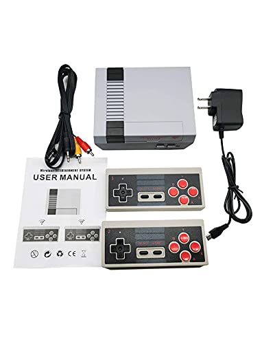 Generic Retro Wireless Video Game Console Classic Handheld Mini PC Game Player Built in 620 Games Dual Controller AV TV Game Machine for Kids,Children,Adult,Grey,18x14x7cm