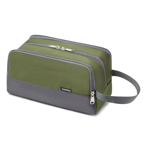 Yeiotsy Toiletry Bag, Light Mesh Travel Toiletry Organizer for Weekend Trip Gym Bag Mens Shaving Kit Bag (Army Green)