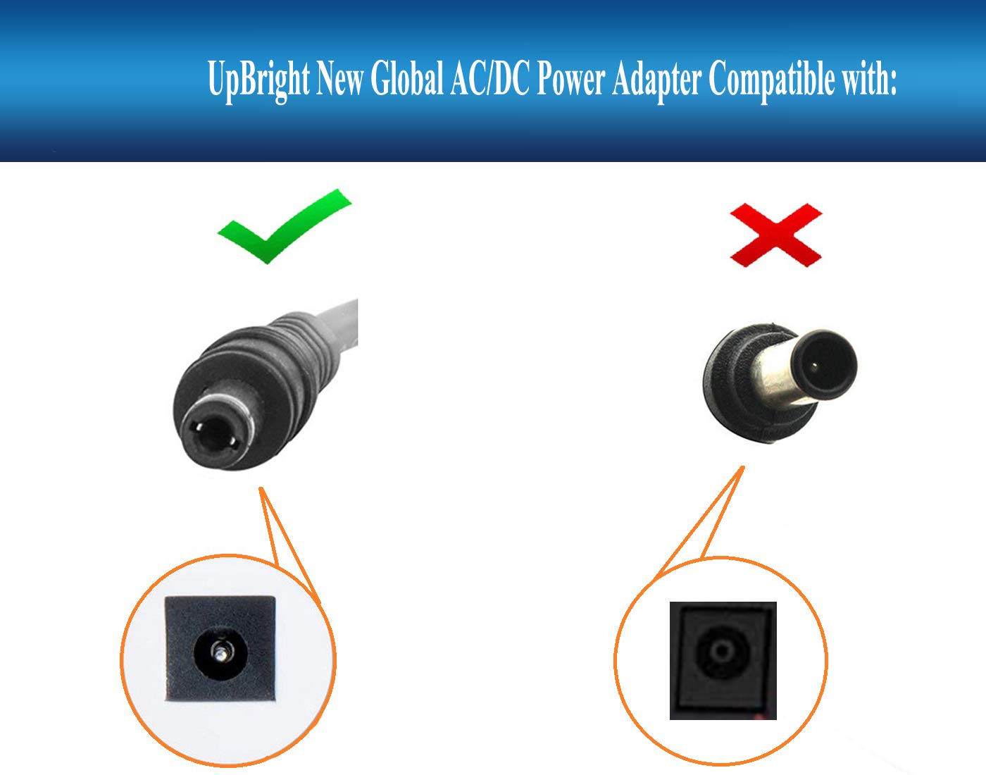 UpBright New 18V AC/DC Adapter Compatible with ID: 2.5mm OD: 5.5mm Barrel Round Plug 2.5 mm X 5.5 mm 18 Volt 3 Amp 18 V 18.5V 3A 18VDC 3.0A - 3.5A (Positive Inside) Power Supply Cord Cable Charger PSU
