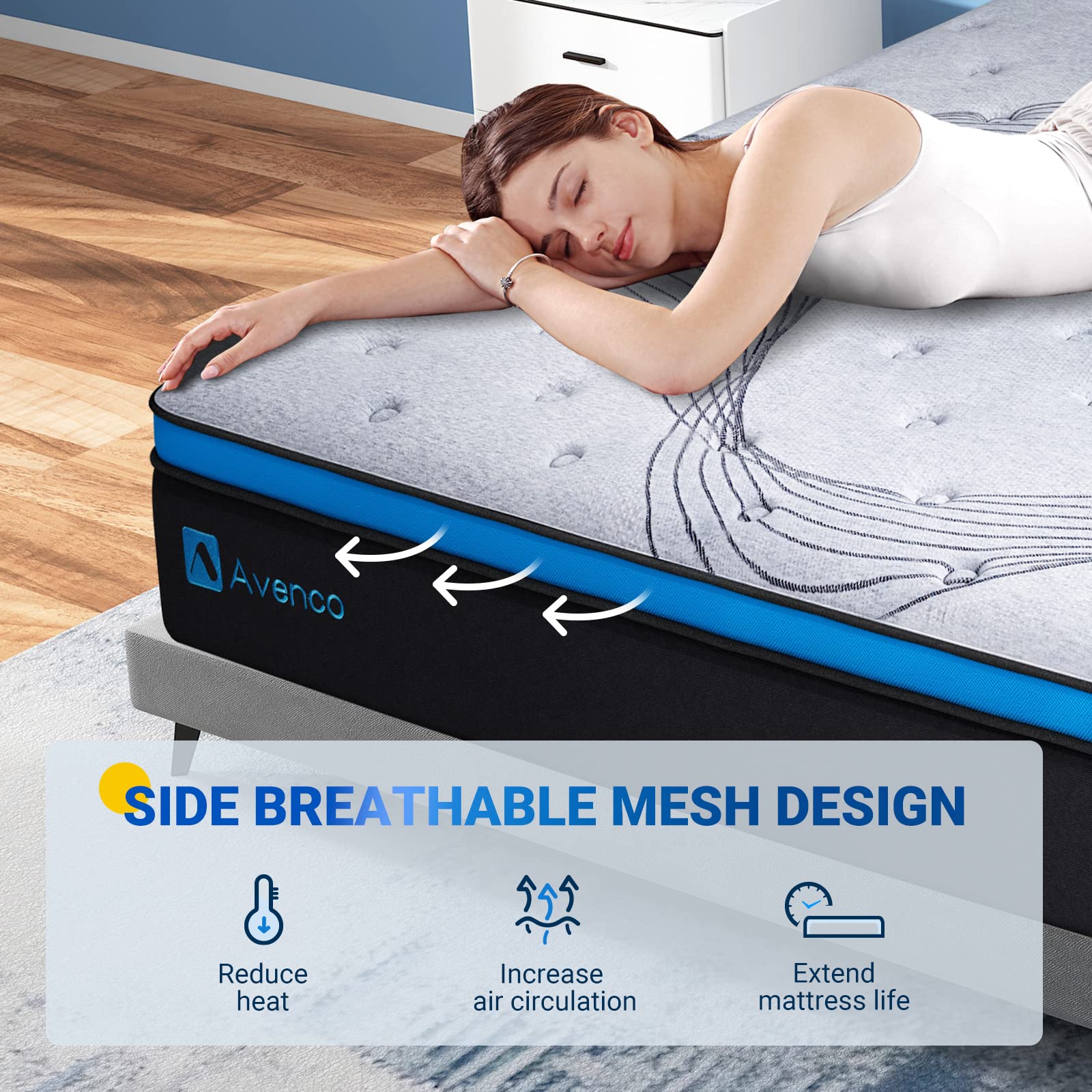 Avenco 12 Inch Hybrid King Mattress in a Box, Medium Firm Pocket Spring and Gel Memory Foam Mattress for King Size Bed, Edge Support, Max Loading 550LBS, CertiPUR-US Certified
