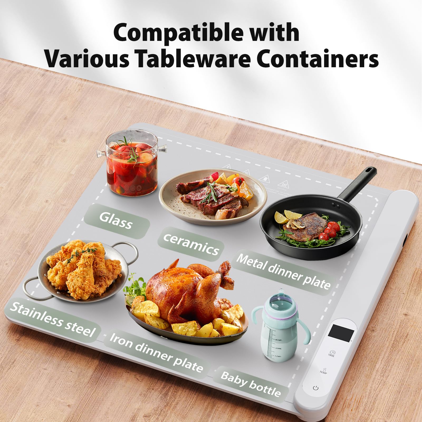 Electric Warming Tray, Food Warming Mat with 3 Level Temperature Settings & 6 Hours Timer, Full Surface Heating Mat Foldable Food Warmers Roll Up Food Warmers for Parties Buffet, Daily Use