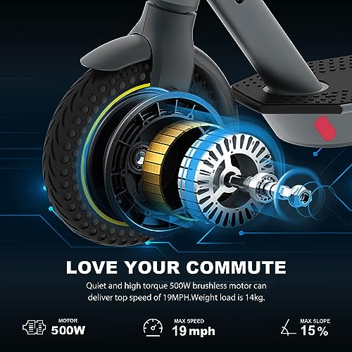 Electric Scooter 10" Solid Tires 600W Peak Motor -19 Mph Speed Folding e Scootefor for Adults,with Smart App,Al Alloy Frame and Dual Brakes