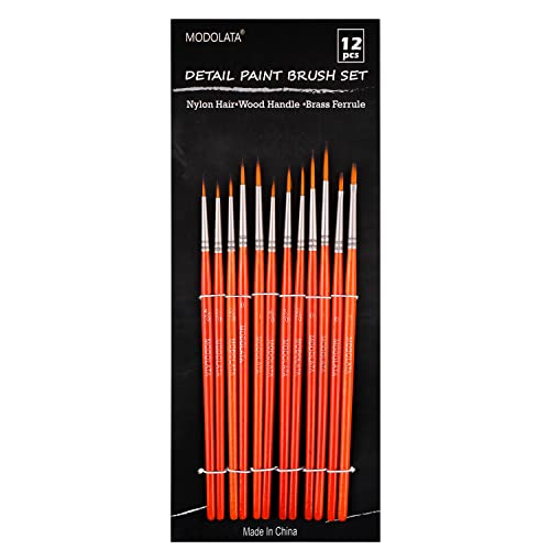 Fine Detail Brushes for Miniatures - 12 Pieces Model Paint Brushes for Acrylic, Watercolor - Airplane Kits, Ceramic, Plastic Model, Warhammer 40k