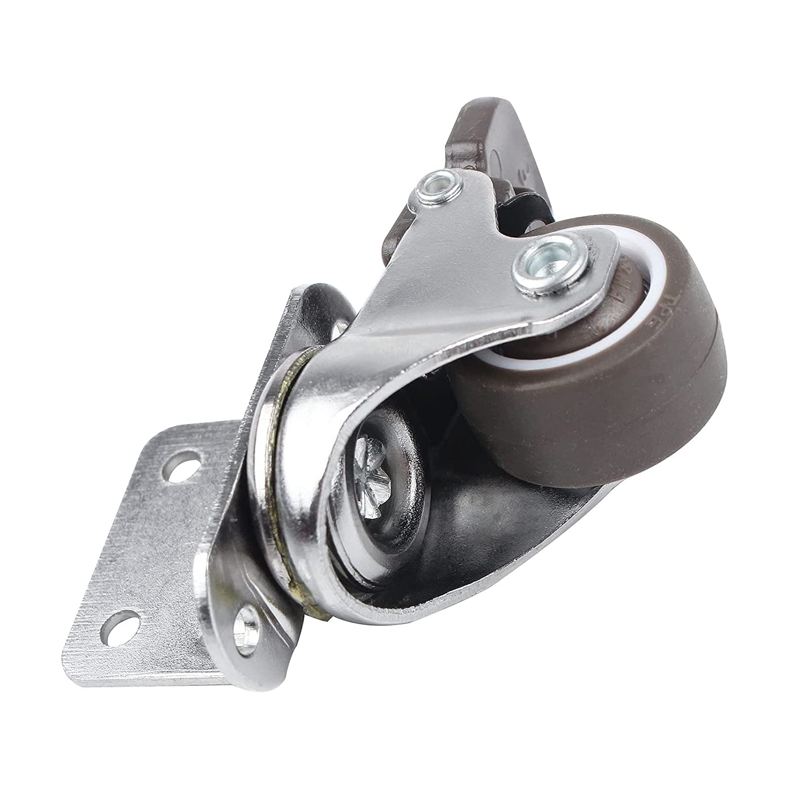 HOWDIA 1'' Swivel Plate Caster Wheels with Brake L-Bracket Side Mount TPR Rubber Small Furniture Replacement Silent Mute Locking Casters for Furniture Legs Set of 4