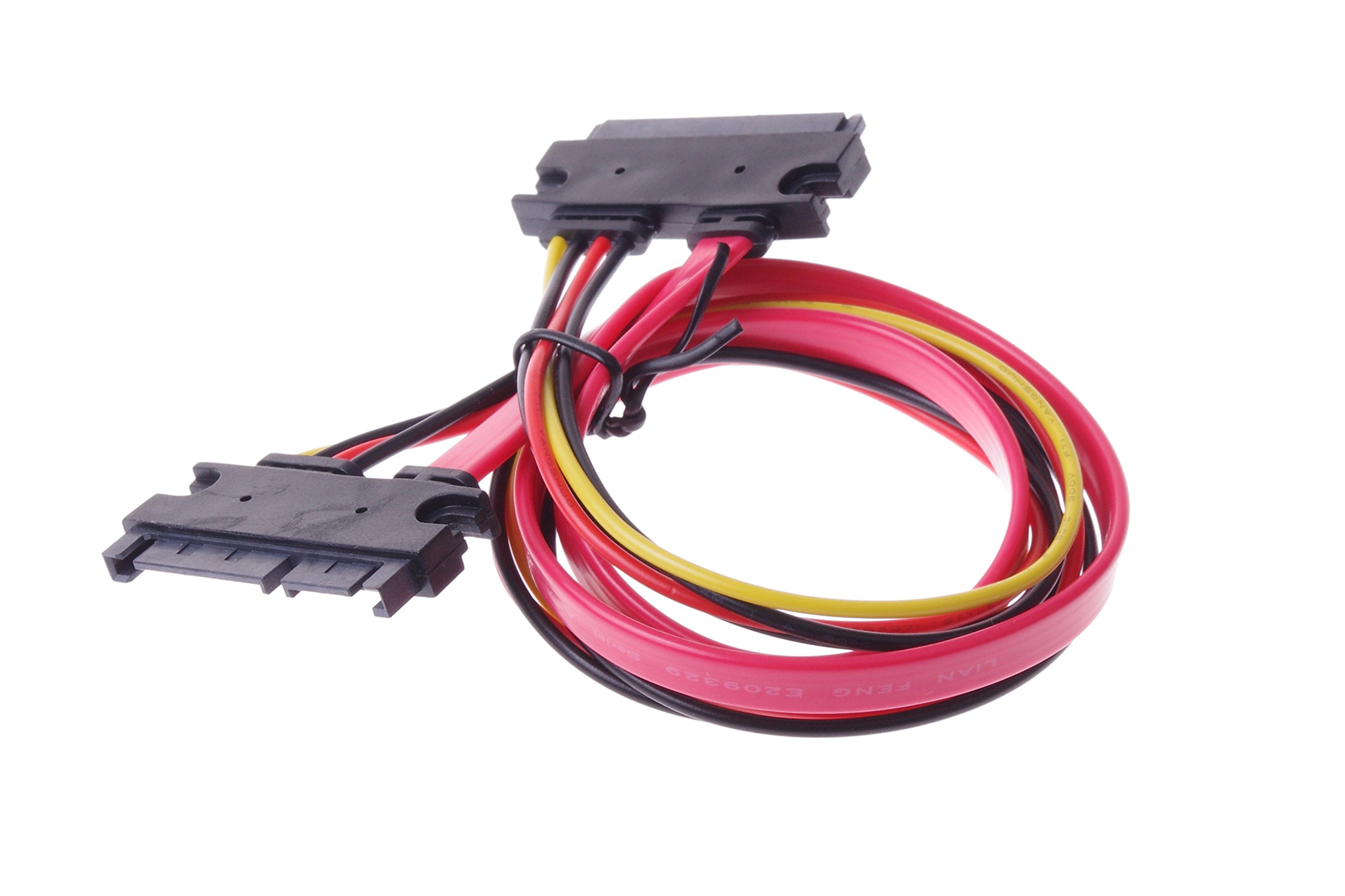 SMAKN(TM) 22-pin (7+15) Sata Male to Female Data and Power Combo Extension Cable - Slimline Sata Extension Cable M/f - 20inch (50cm)