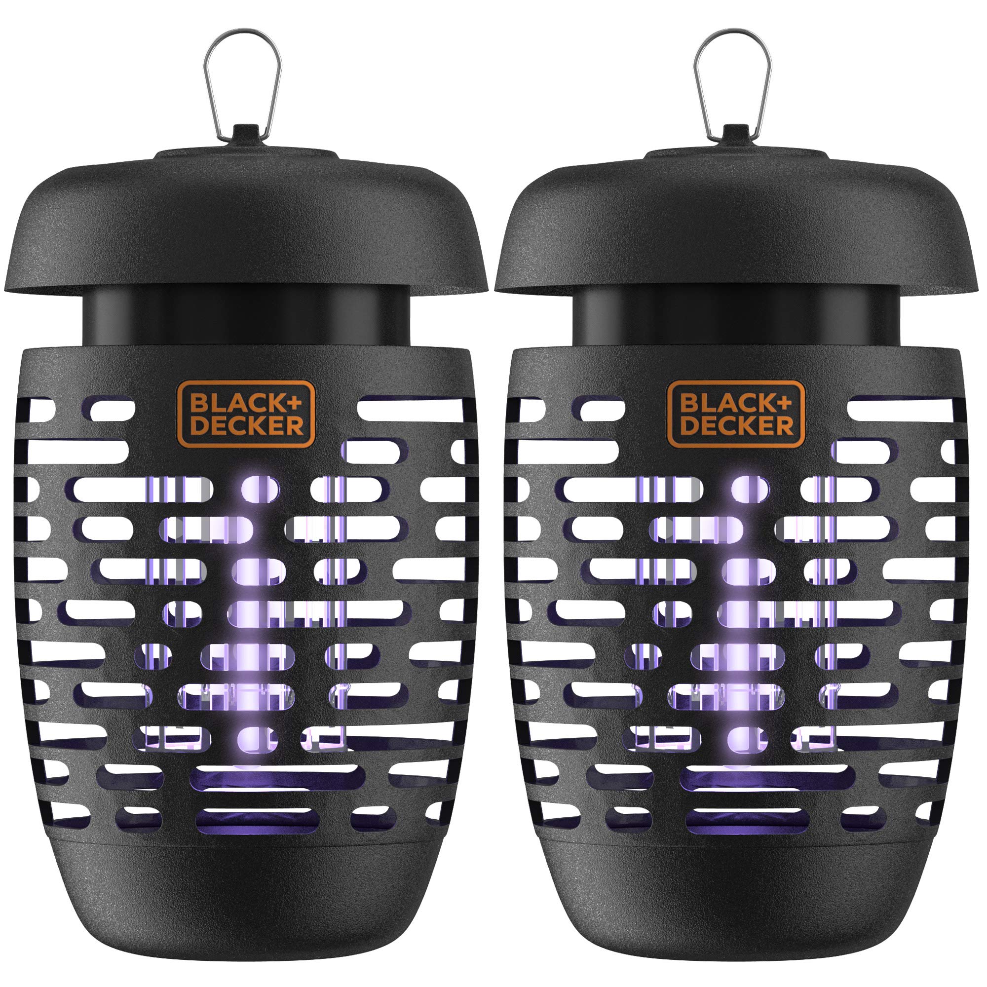 BLACK+DECKER Bug Zapper Electric Lantern with Insect Tray, Cleaning Brush, Light Bulb & Waterproof Design for Indoor & Outdoor Flies, Gnats & Mosquitoes Up to 625 Square Feet- 2 Pack