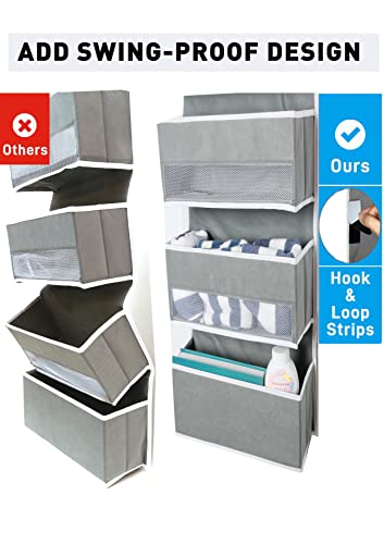HLONGG Sturdy Door Hanging Organizer,Behind The Door Storage Organizer with Door Hook and Large Clear Windows, Hanging Wall File Organizer ,(Grey, 1 Pack)