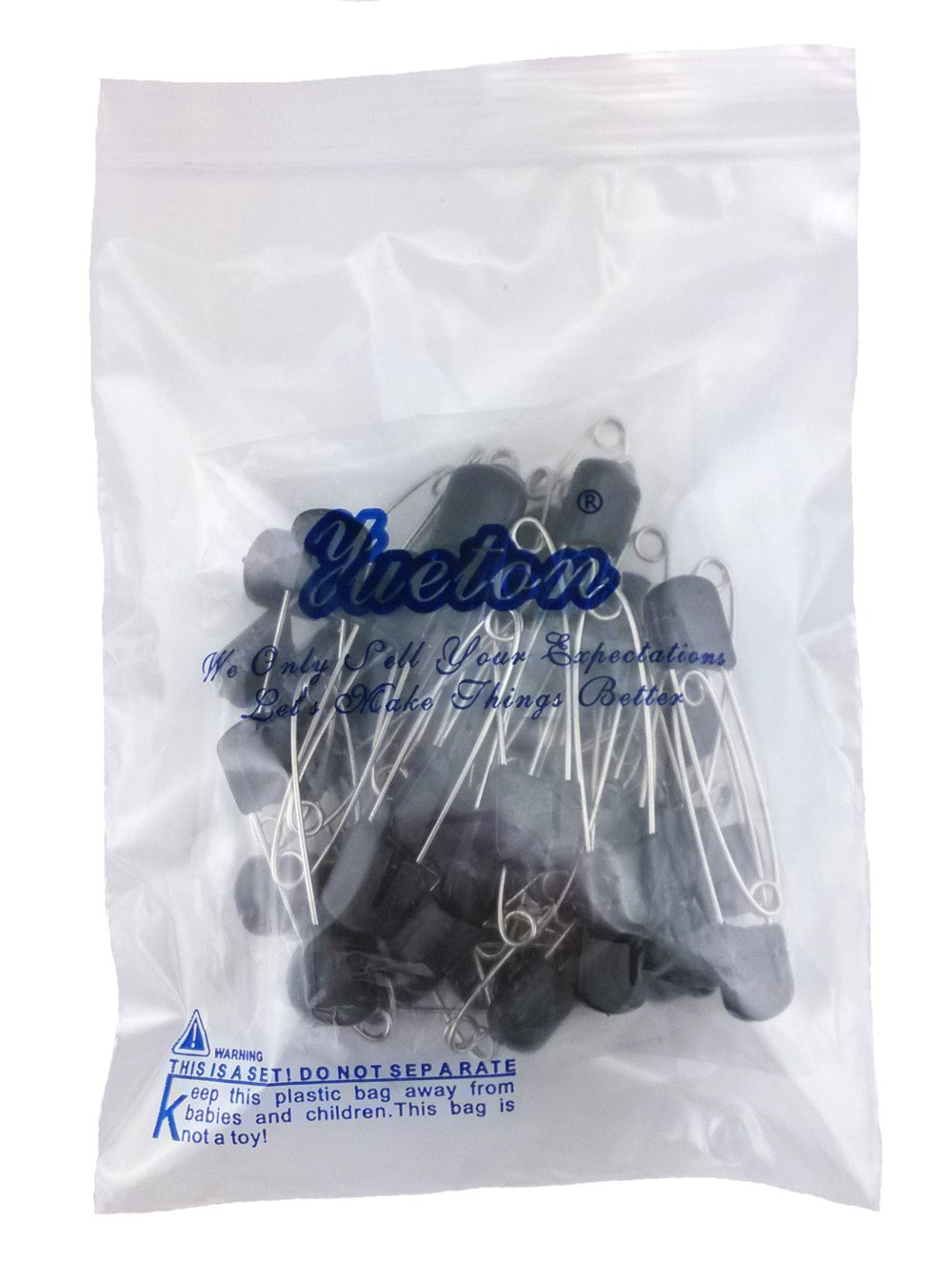yueton 50pcs Black Plastic Head Baby Safety Pins Safety Locking Baby Cloth Diaper Nappy Pins