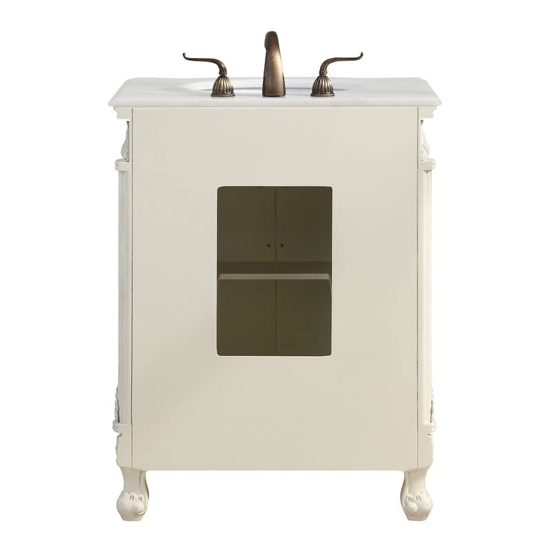 Benton Collection 27" Hayman Antique White Classic Style Old Fashioned Bathroom Vanity BC-2917W-AW-27