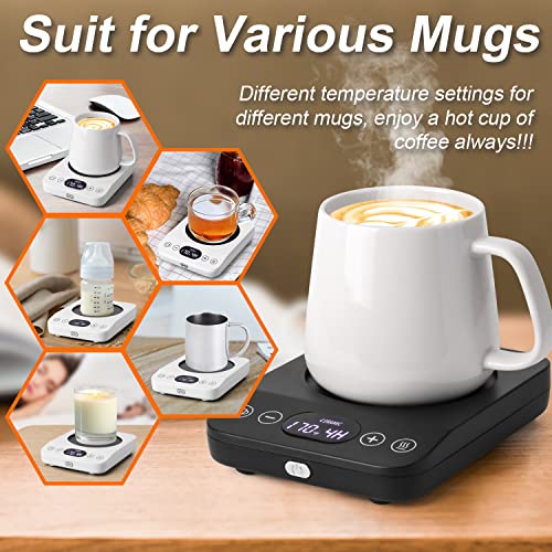 Feify Coffee Mug Warmer,Electric Coffee Warmer for Desk Home Office, Auto On/Off Gravity-Induction Smart Cup Warmer with 9 Temperature Setting,1-9 Timer Beverage Warmer Plate for Candle Milk Tea Black
