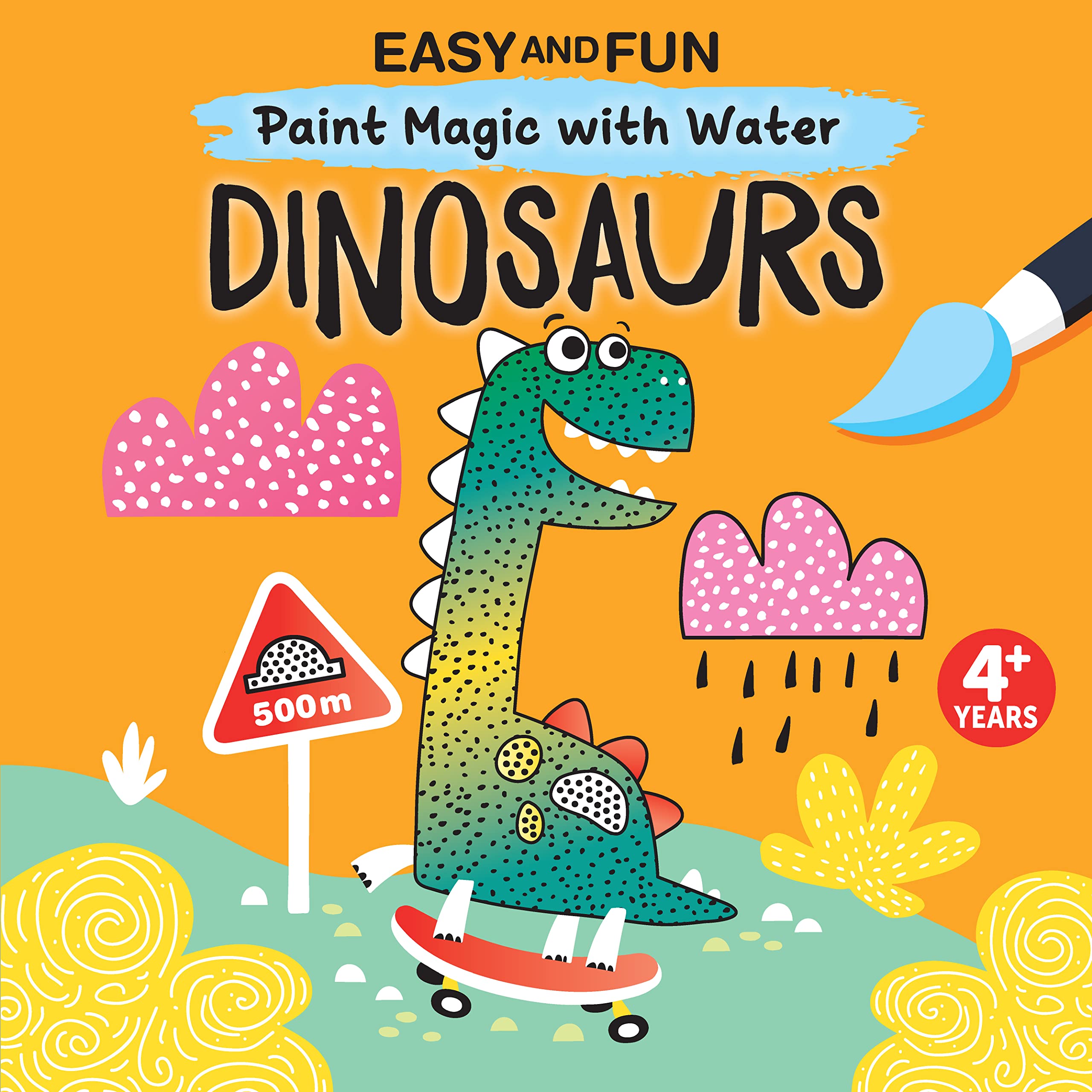 Easy and Fun Paint Magic with Water: Dinosaurs (Happy Fox Books) Paintbrush Included - Mess-Free Painting for Kids 4-6 to Create a T. Rex, Triceratops, Pterodactyl, and More