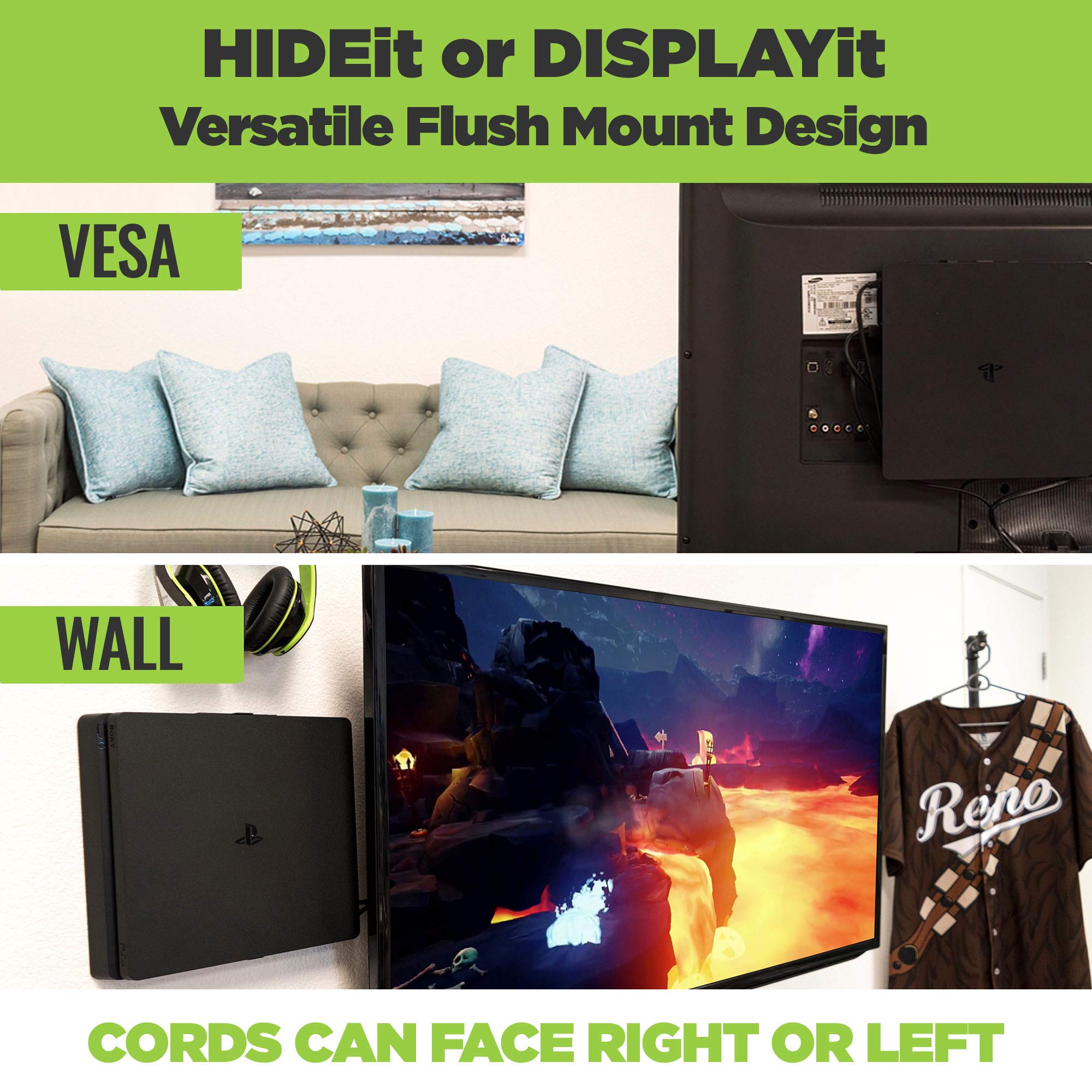 HIDEit Mounts 4S Wall Mount for Playstation 4 Slim - Patented in 2018, American Company - Steel Wall Mount for PS4 Slim to Safely Store Your PS4 Slim Near or Behind TV