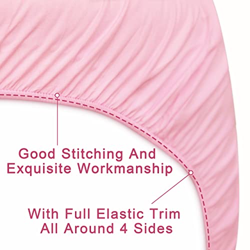 FLXXIE 4 Pieces Microfiber Toddler Bedding Set, Super Soft and Breathable Crib Sheet Set, Includes Quilted Comforter, Flat Top Sheet, Fitted Sheet, Envelope Pillow Case for Boys and Girls, Pink