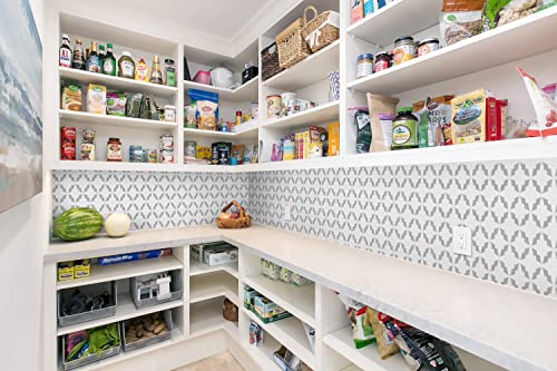GloryTik 17.3" x 197"Gray and White Contact Paper Self Adhesive Removable Shelf Liners Peel and Stick Embossing Shelf Liners for Kitchen cabinets Drawer
