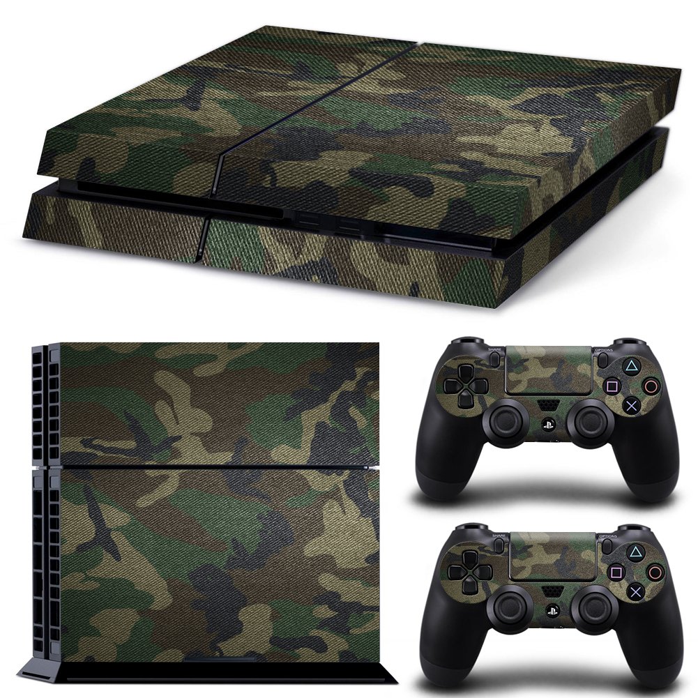 Wodoys Vinyl Stickers Skins Fit for PS4 Console and Controllers Suit Whole Body, Jungle Camouflage