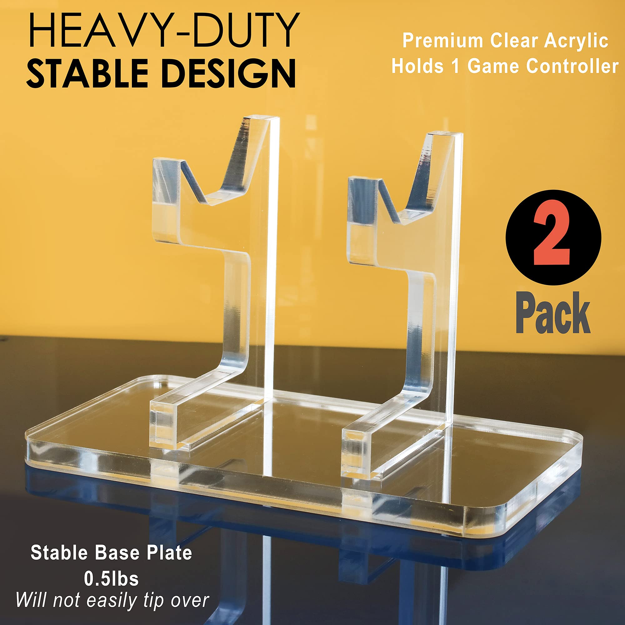 JDS Transparent Acrylic Universal Controller Stand for PS4, PS5, Xbox, Switch Consoles - Gaming Controller Holder for Storage, Organization & Display- 2 Pack