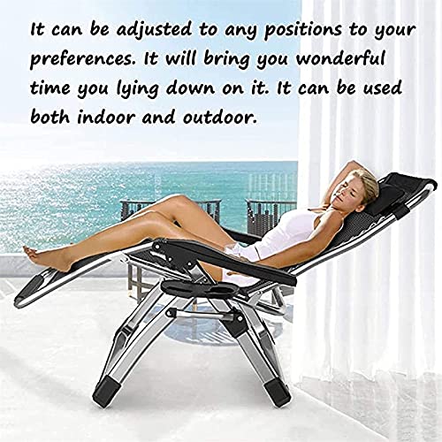 MKYOKO Garden Lounge Chair Oversize Folding Lounger, Adjustable Recliner Outdoor Reclining Beach Desk Garden Lounger with Cushions (B D)