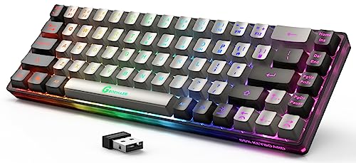 GEODMAER 65% Wireless Gaming Keyboard, Rechargeable Backlit Gaming Keyboard, Ultra-Compact Mini Mechanical Feel Anti-ghosting Keyboard for PC Laptop PS5 PS4 Xbox One Mac Gamer (Gray-Black)