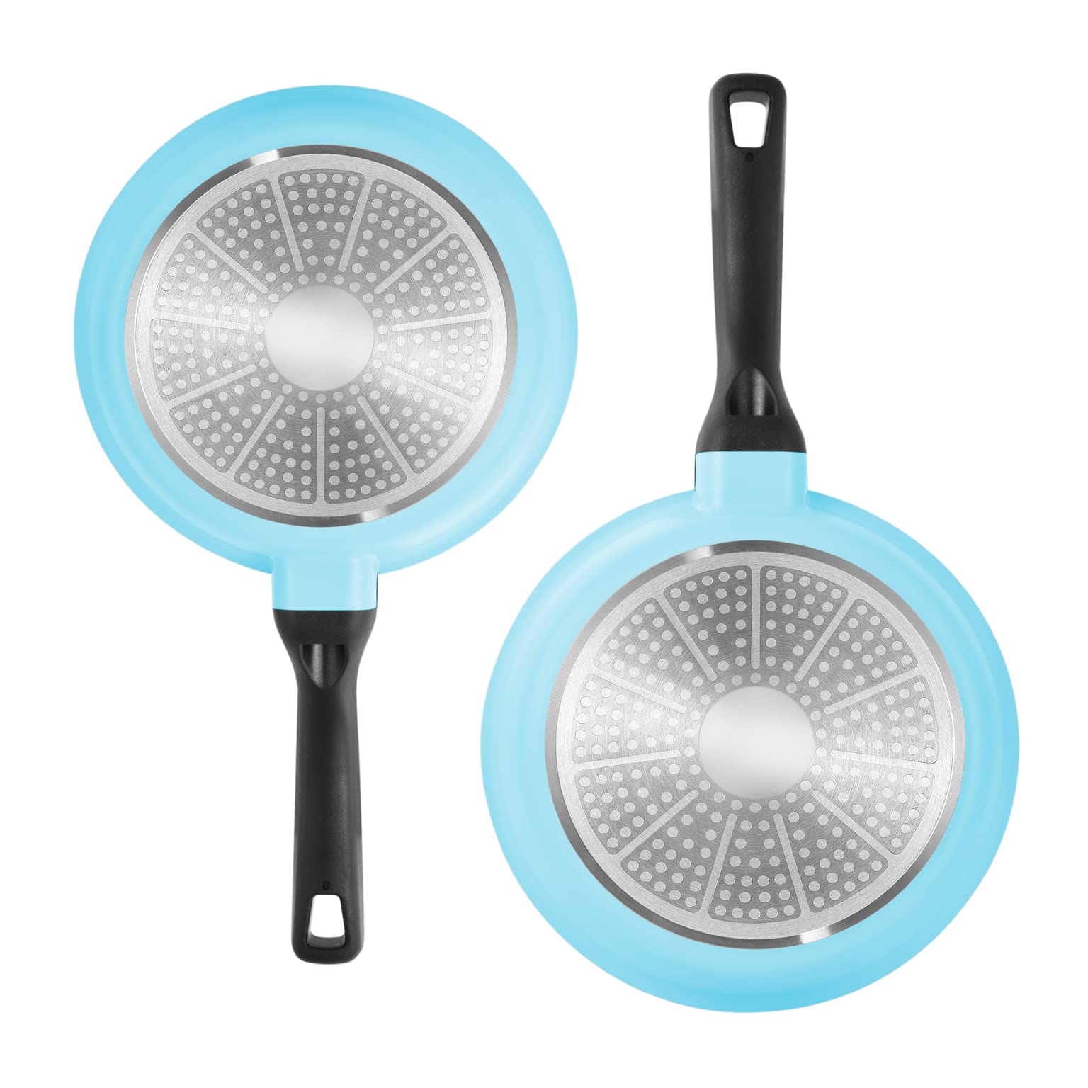 Bergner - Retro Cookware - Pots and Pans Set Nonstick - Induction Cookware Suitable for all Stove Types - Dishwasher Safe - 2 Piece Fry Pan Set - 10" & 12" Pans - Blue