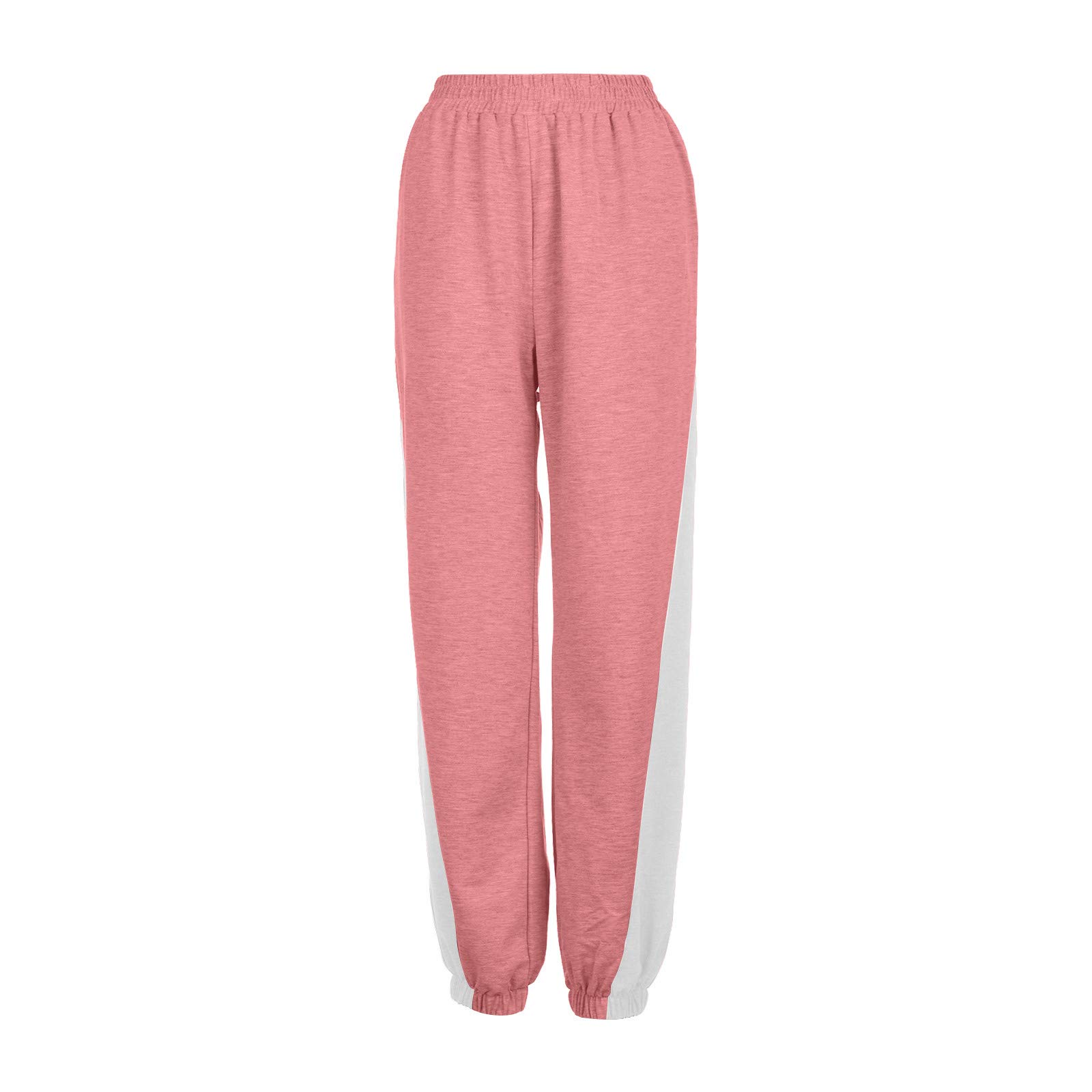 High Waist Jogger Pants for Women with Pocket Colorblock Sweatpants Cinch Bottom Elastic Waist Lounge Workout Trousers